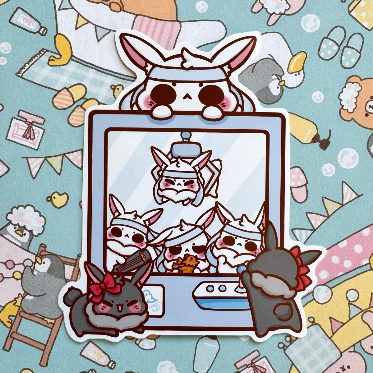 [Last chance] White Bunny Crane Game Vinyl Sticker – tsuchronicl